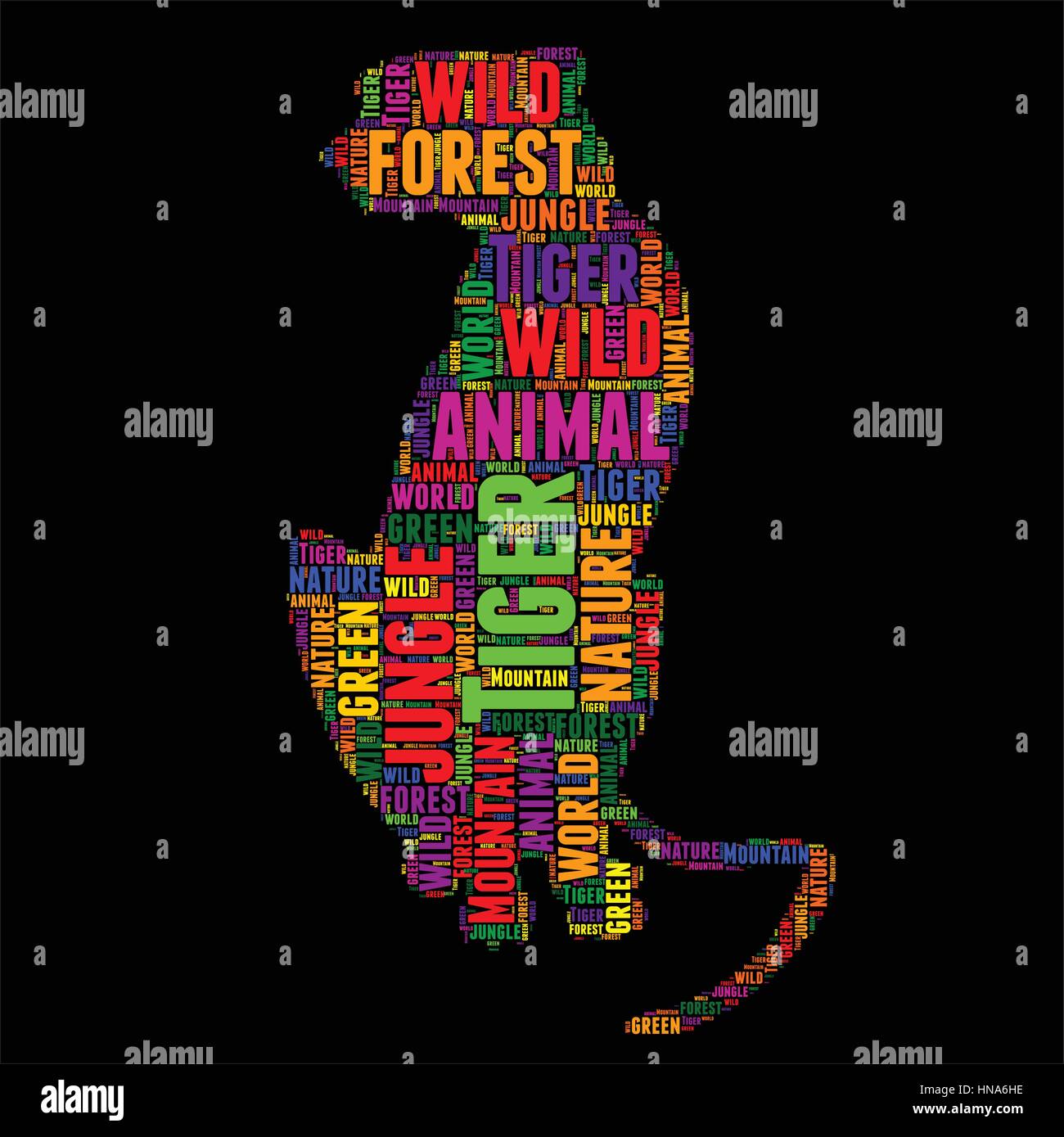 Tiger Typography word cloud colorful Vector illustration Stock Vector ...