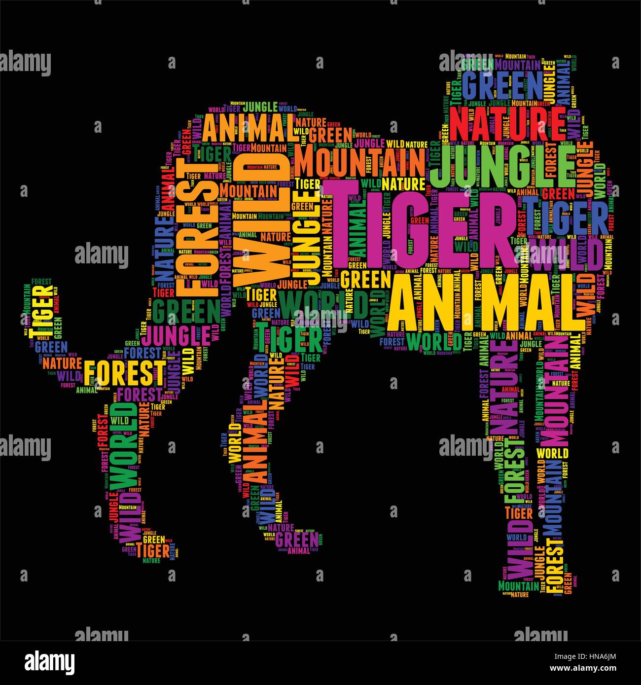 Tiger word cloud concept text hi-res stock photography and images - Alamy