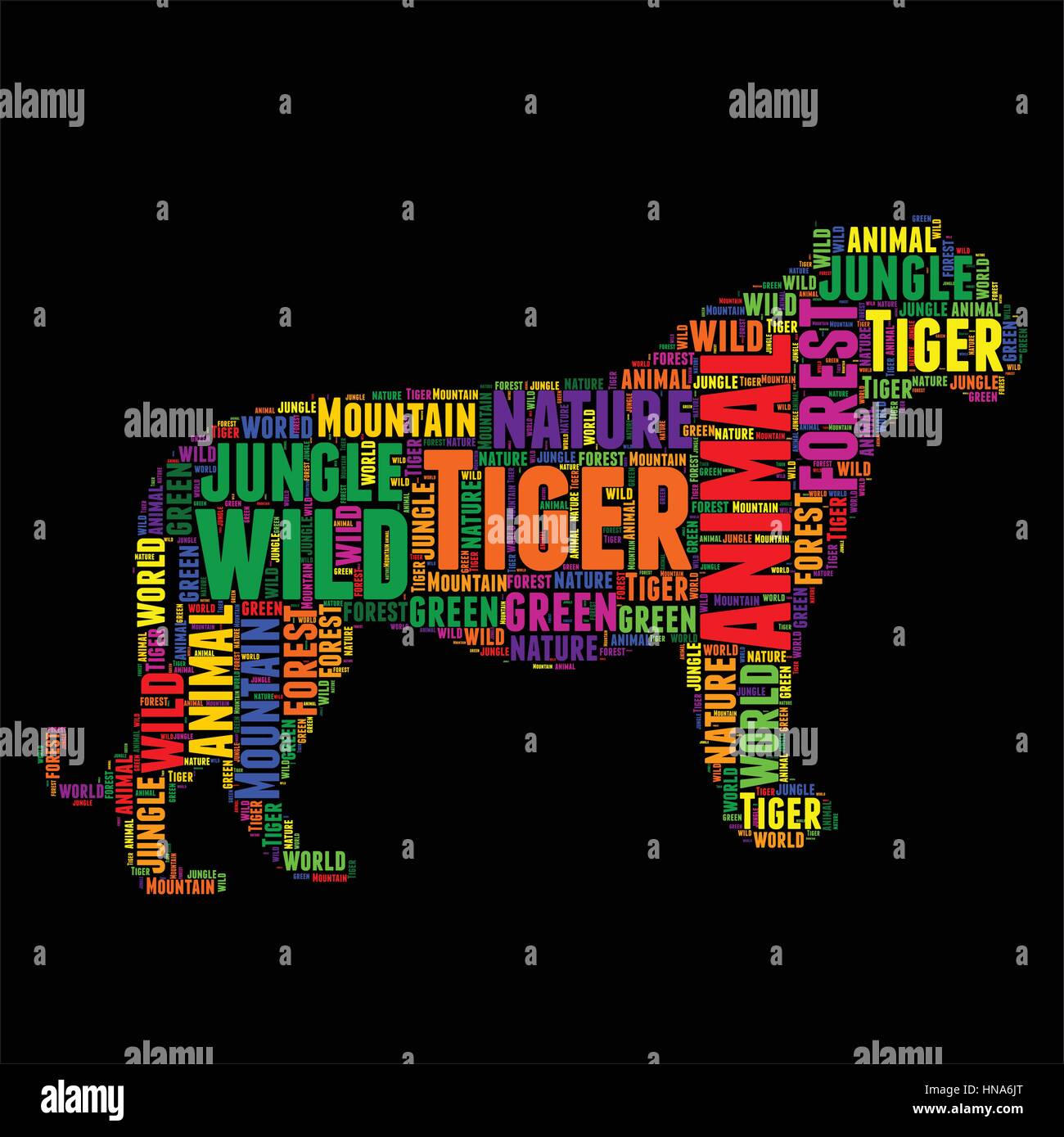 Tiger Typography word cloud colorful Vector illustration Stock Vector ...