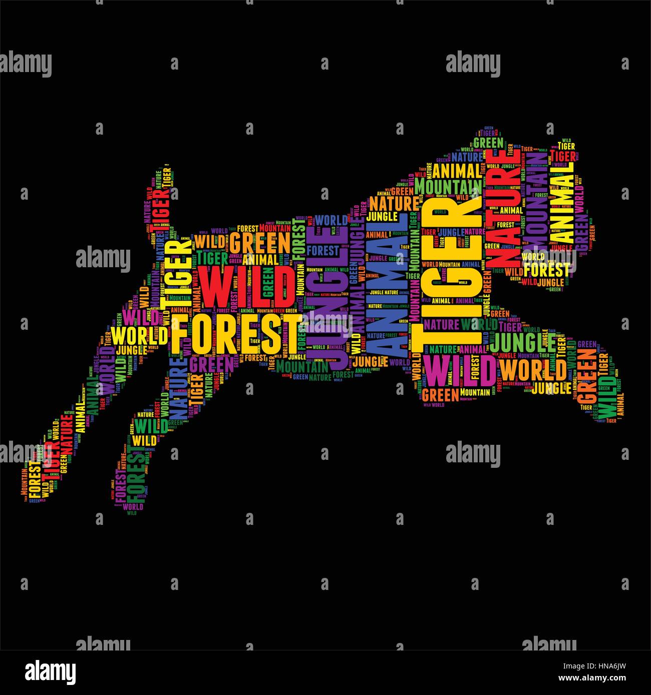 Tiger Typography word cloud colorful Vector illustration Stock Vector ...