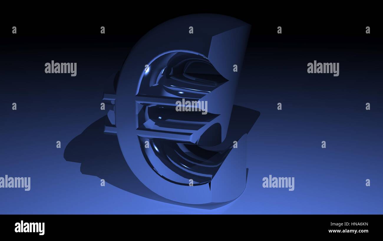 Euro symbol in metallic blue - 3D Rendering Stock Photo - Alamy