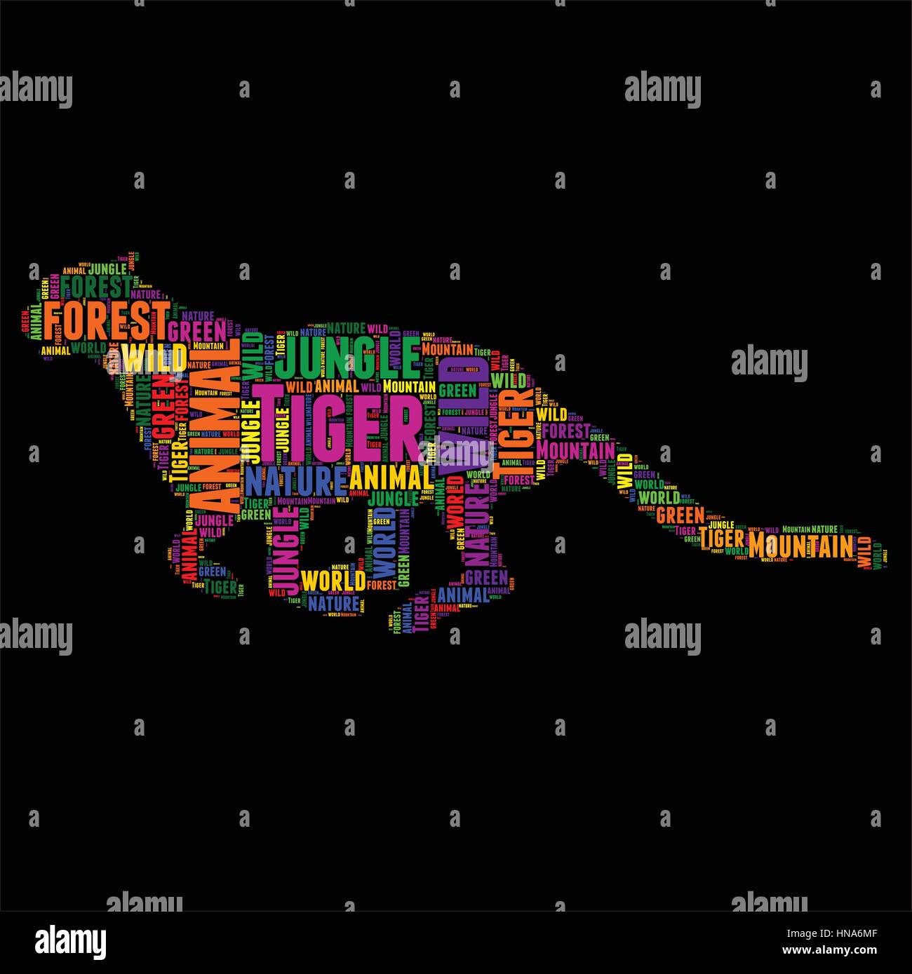 Tiger Typography word cloud colorful Vector illustration Stock Vector ...
