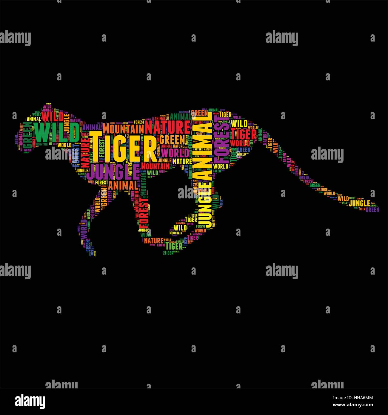 Tiger Typography word cloud colorful Vector illustration Stock Vector ...