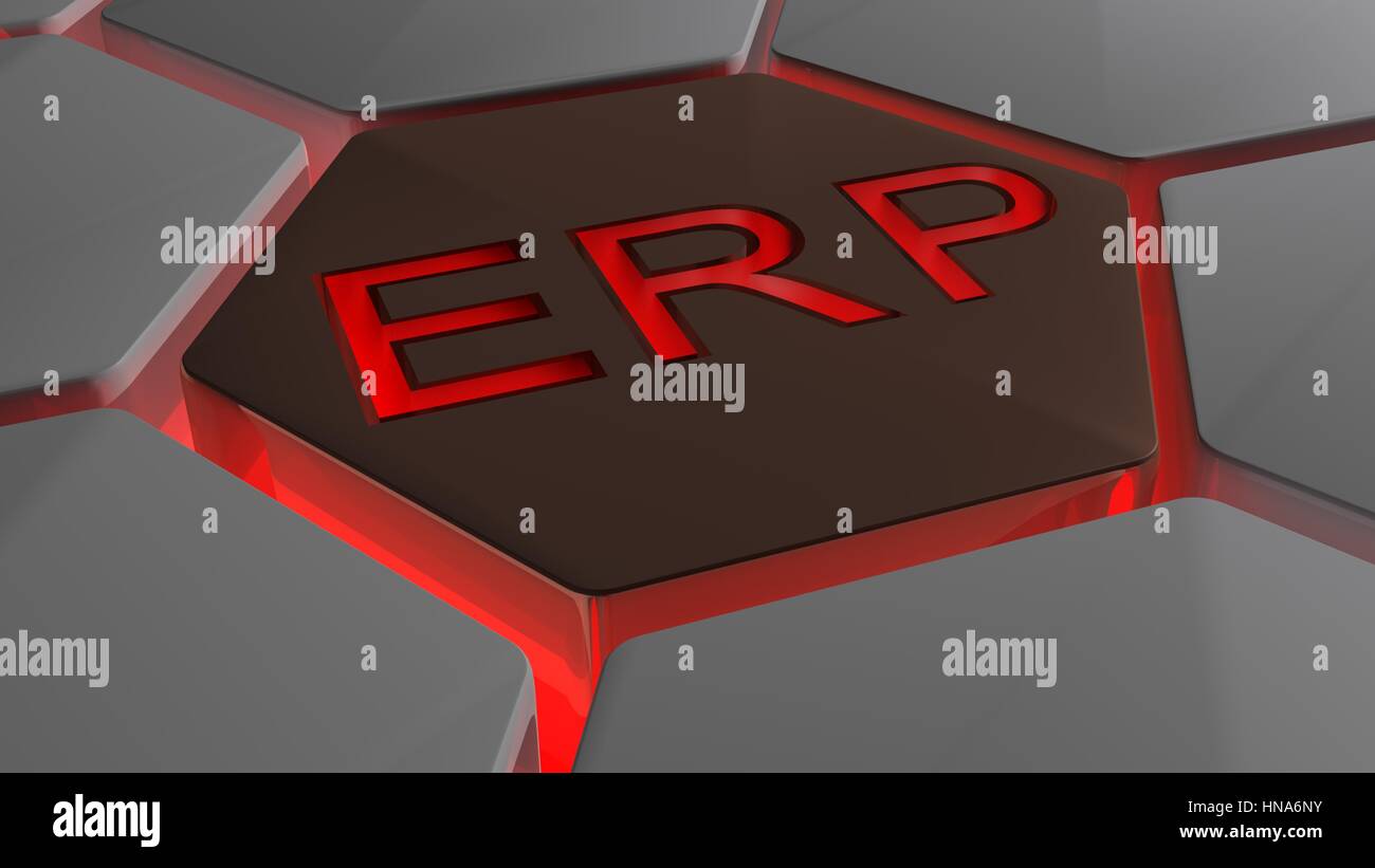 ERP on futuristic hexagons in red backlight Stock Photo - Alamy