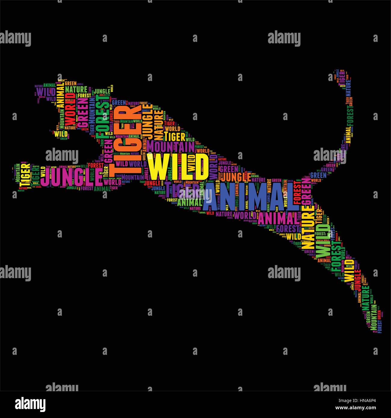 Tiger Typography word cloud colorful Vector illustration Stock Vector ...