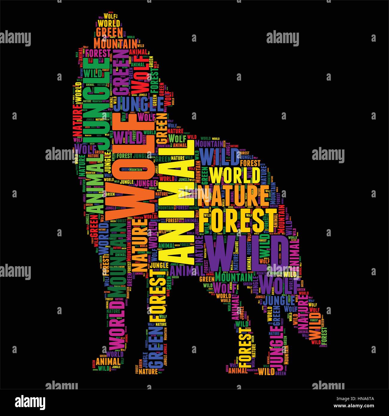 Wolf Typography word cloud colorful Vector illustration Stock Vector ...