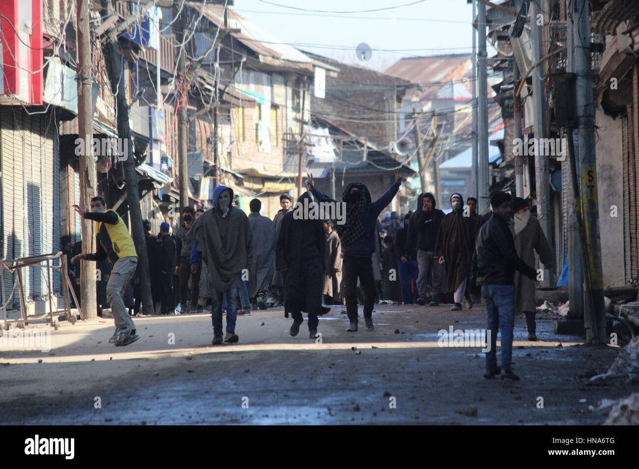 Sopore, India. 10th Feb, 2017. Clashes erupted between forces and youth ...