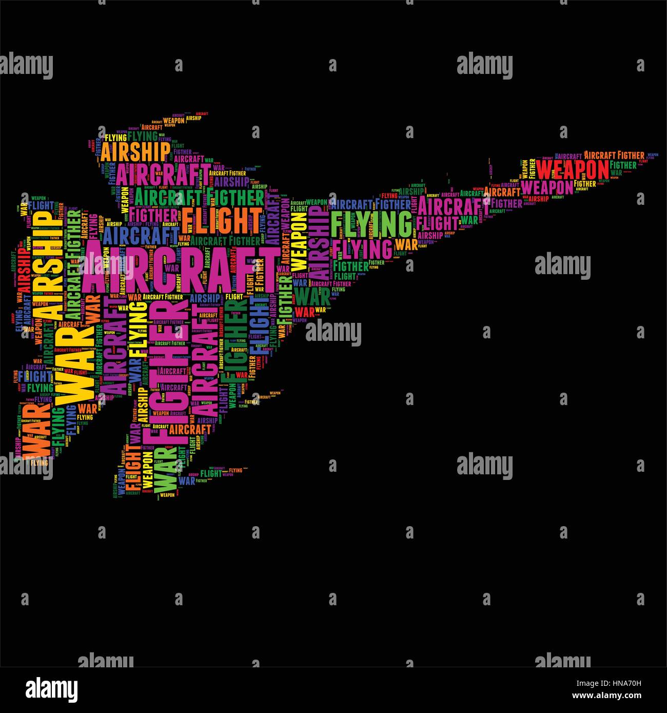 Aircraft Figther Typography word cloud colorful Vector illustration ...