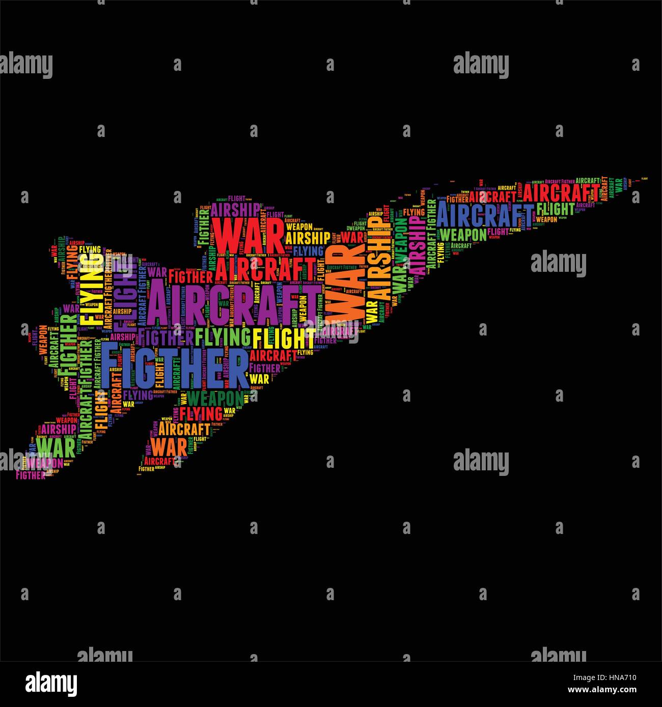 Aircraft Figther Typography word cloud colorful Vector illustration ...