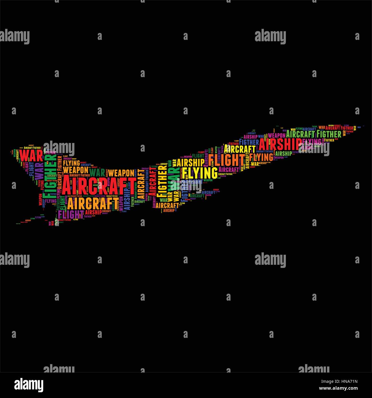 Aircraft Figther Typography word cloud colorful Vector illustration ...