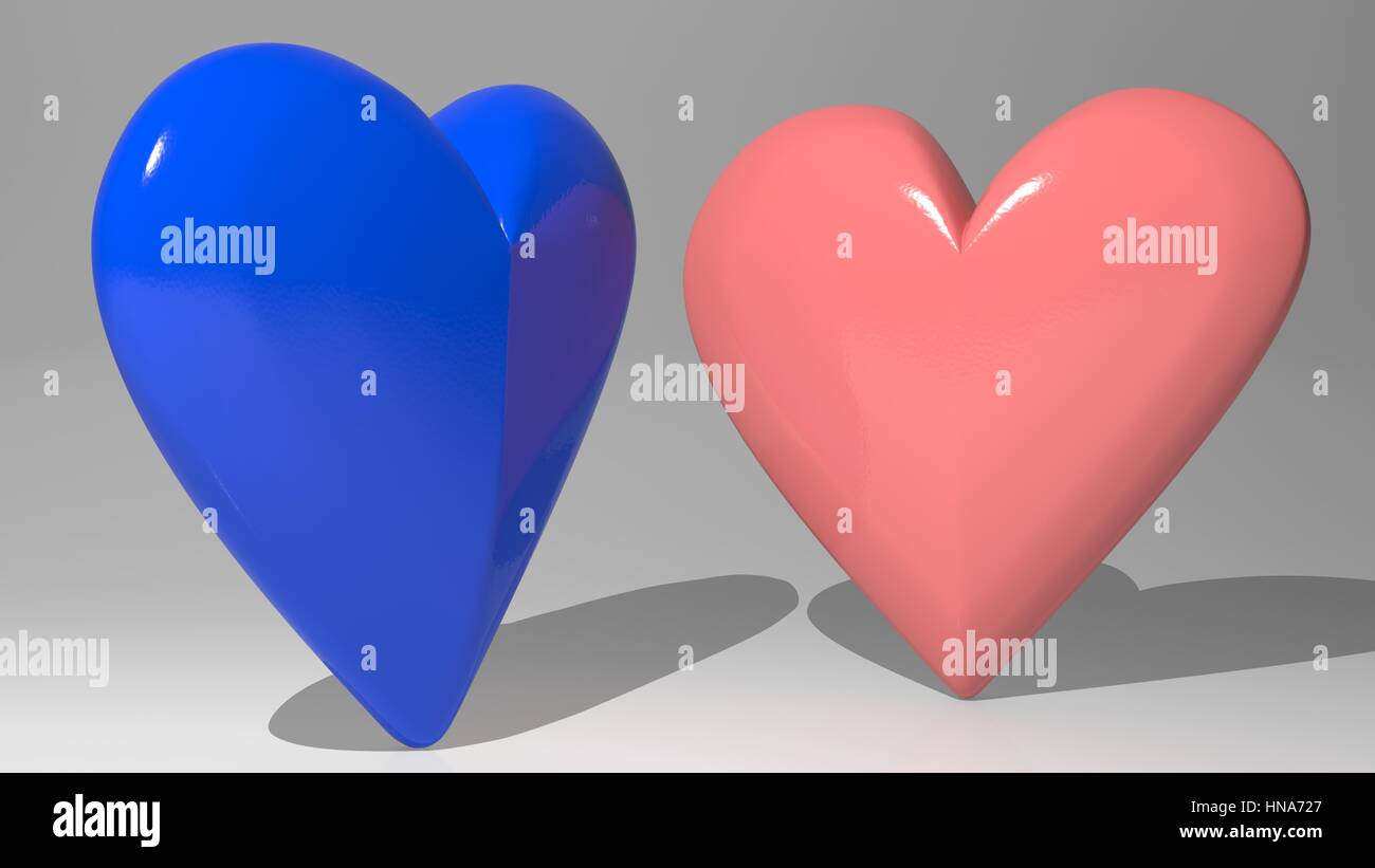 Blue and pink hearts in couple Stock Photo - Alamy