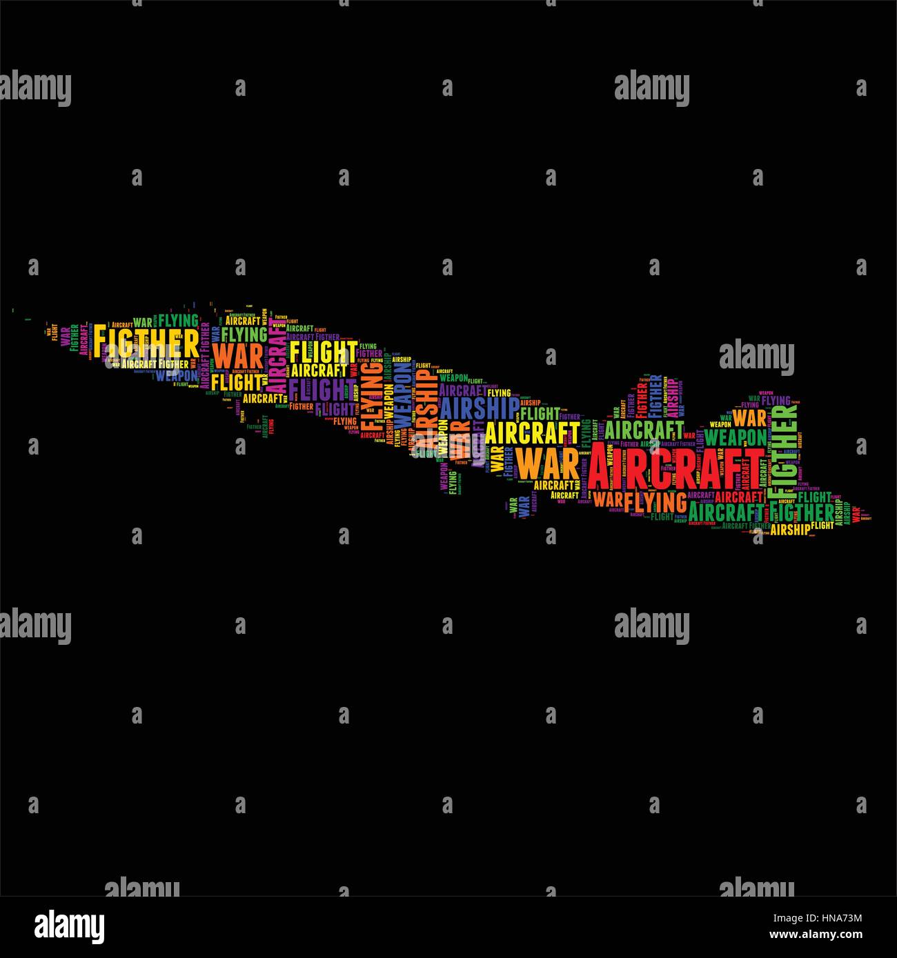 Aircraft Figther Typography word cloud colorful Vector illustration ...