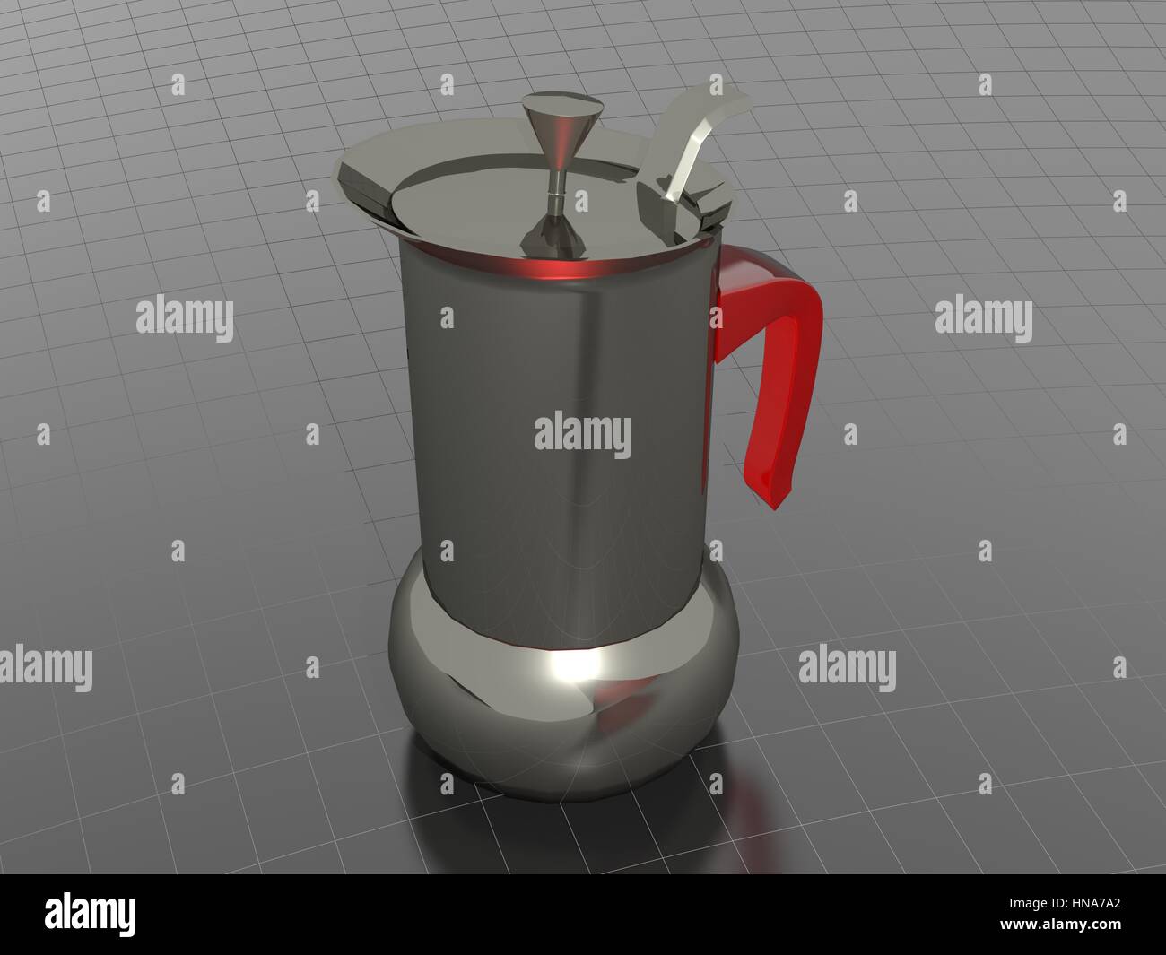 Moka design in steel with red plastic handle Stock Photo - Alamy