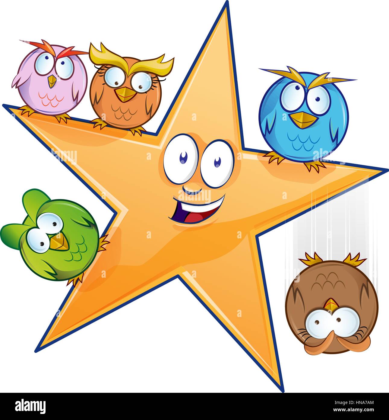 owl on the star isolated on white background Stock Vector Image & Art ...