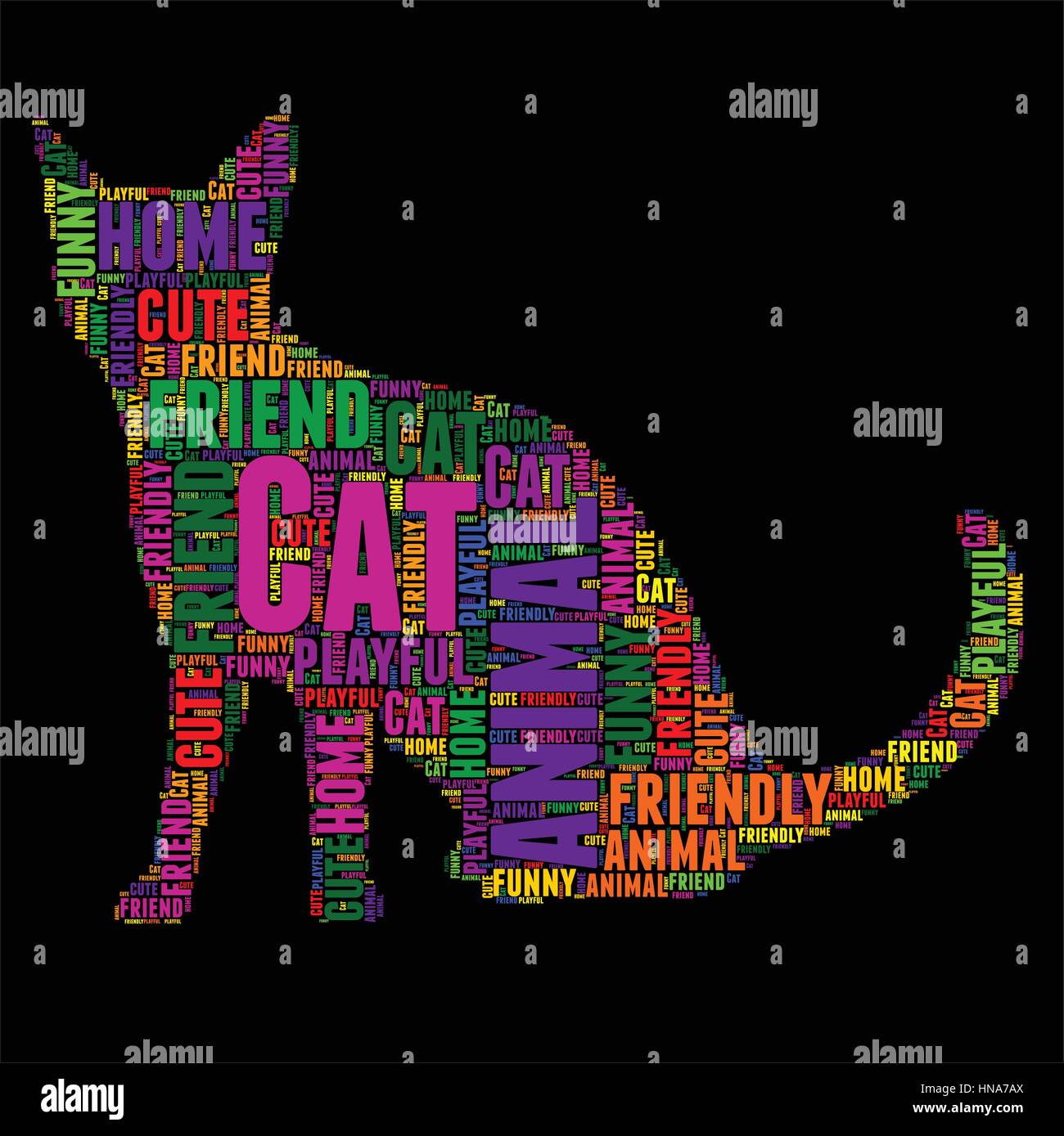 Cat Typography word cloud colorful Vector illustration Stock Vector ...