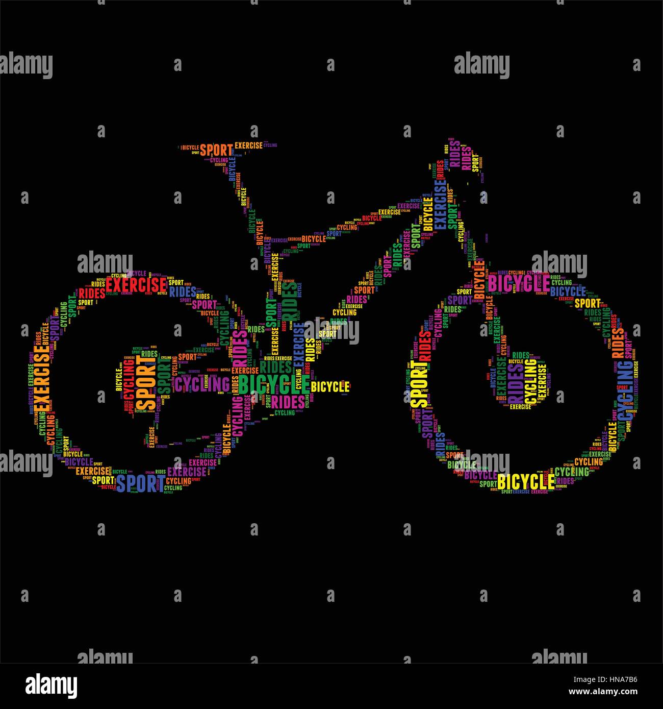 bicycle Typography word cloud colorful Vector illustration Stock Vector ...