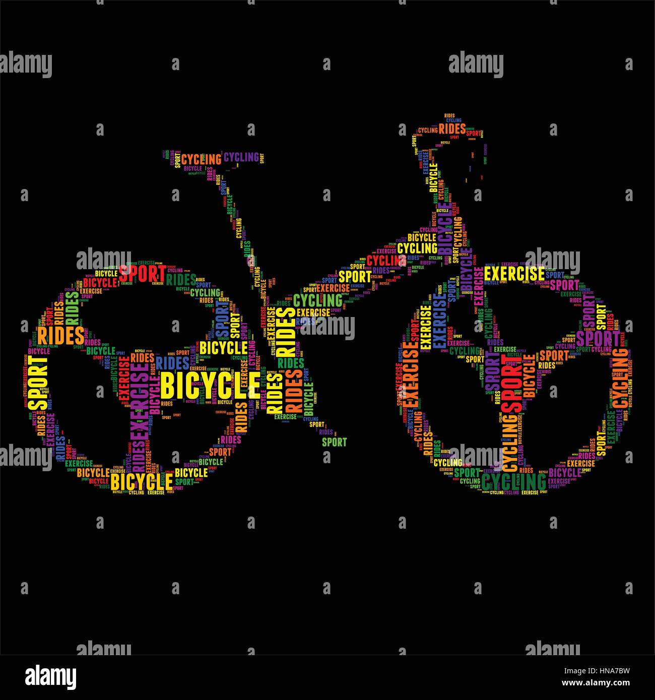 bicycle Typography word cloud colorful Vector illustration Stock Vector ...