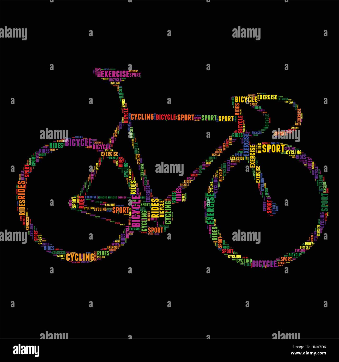 bicycle Typography word cloud colorful Vector illustration Stock Vector ...