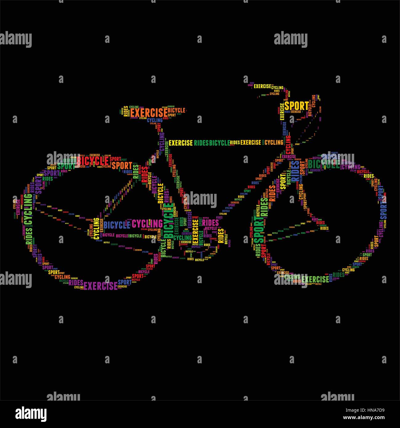 bicycle Typography word cloud colorful Vector illustration Stock Vector ...