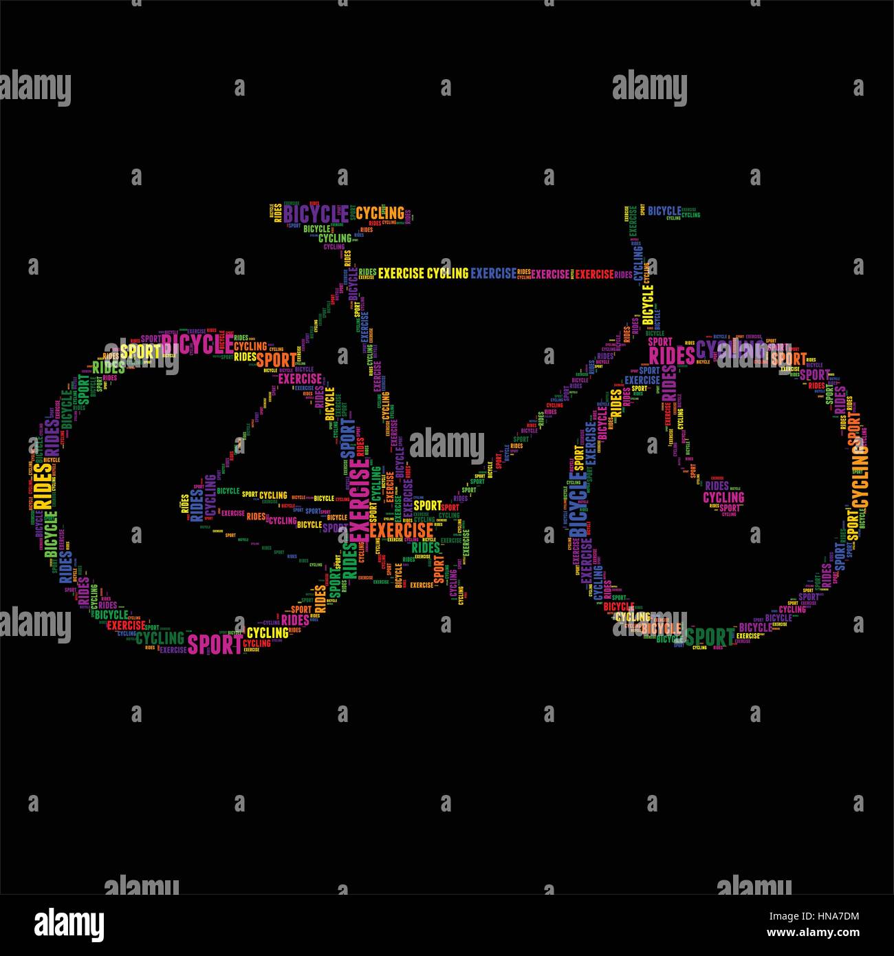 bicycle Typography word cloud colorful Vector illustration Stock Vector ...