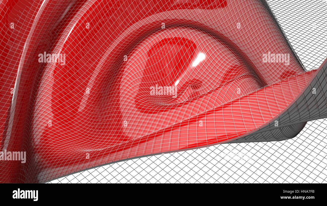 Red waved mathematical surface - 3D Rendering Stock Photo - Alamy