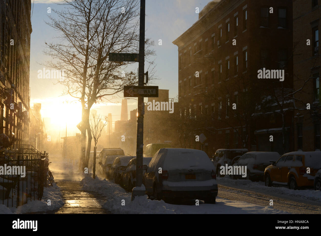 Winter Street scene, Williamsburg, Brooklyn, NYC Stock Photo - Alamy