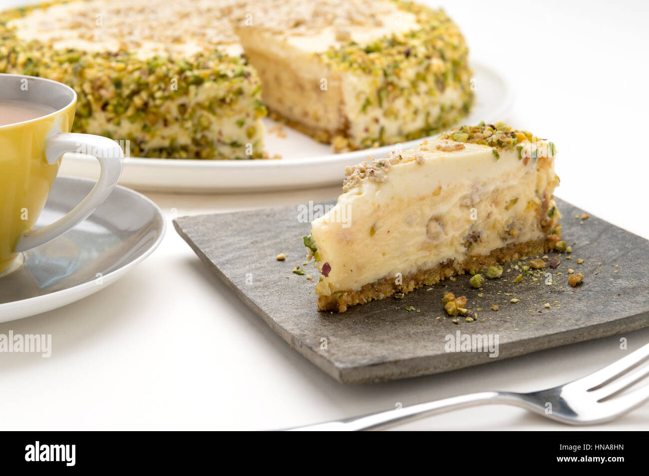 Halva Cheese Cake and tea anyone Stock Photo - Alamy