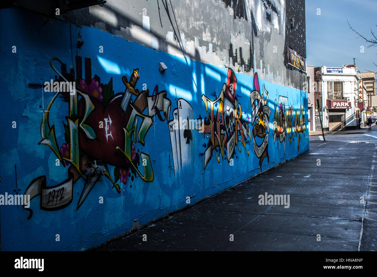 Graffiti Artwork on side of building located in upper Manhattan NYC ...