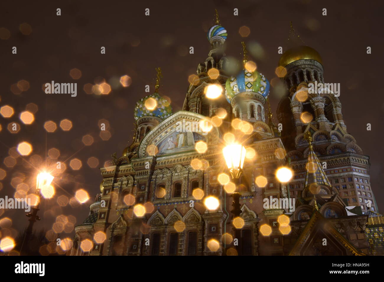 Night view of church on a rainy day Stock Photo - Alamy