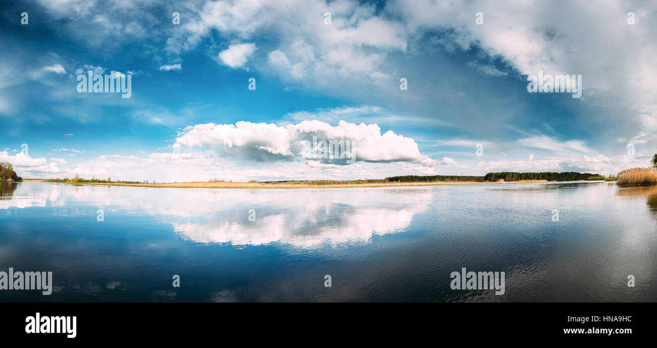 Skyline and sky reflection on the surface of the water hi-res stock ...