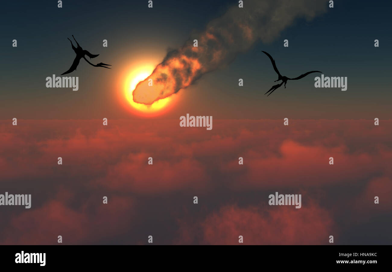 Falling Asteroid Leading To The Cretaceous Paleogene Extinction Event ...