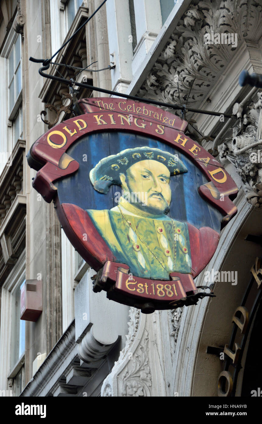 Old King`s Head pub sign, Borough High Street, London, UK Stock Photo ...