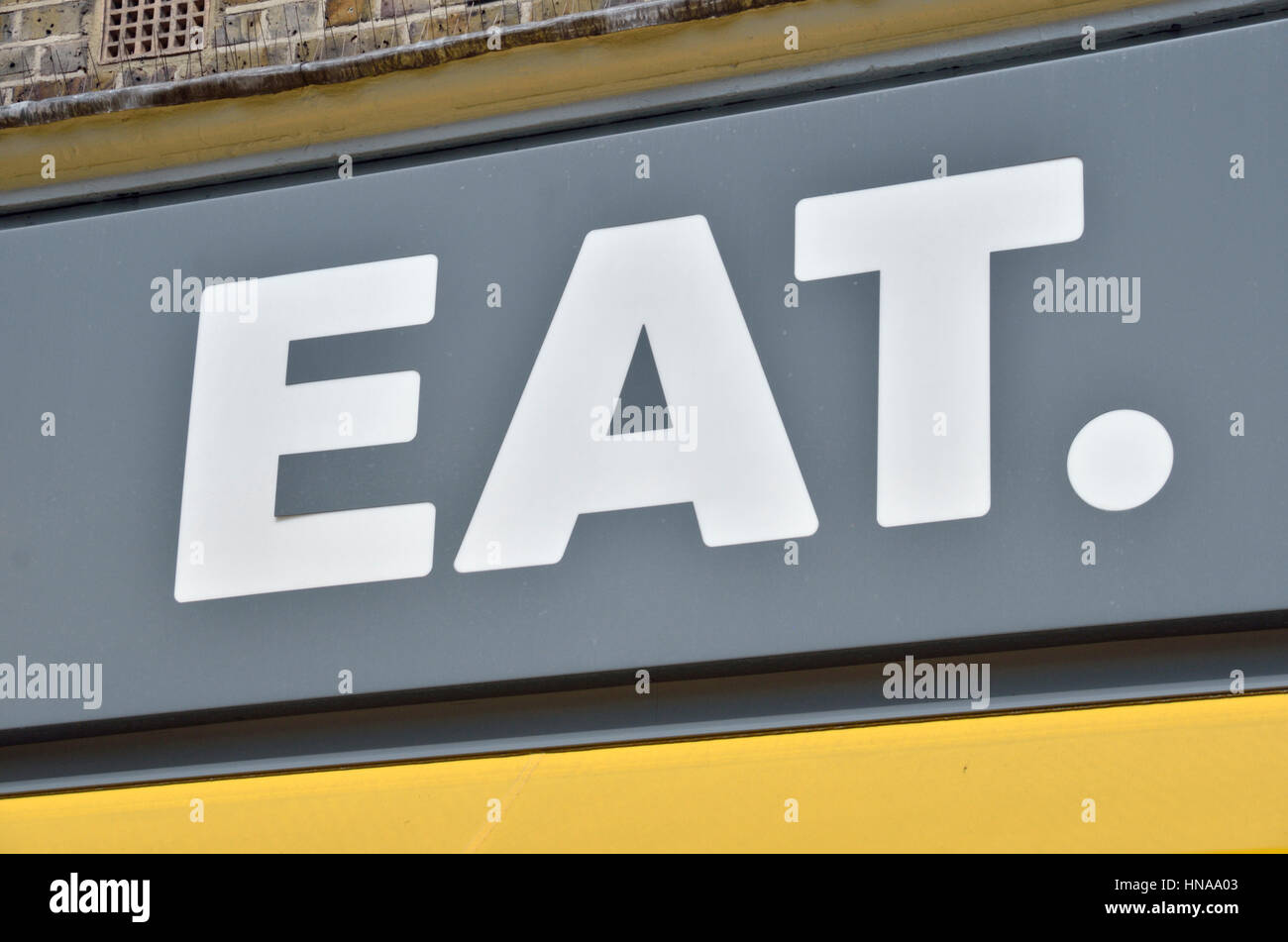 Eat restaurant and takeaway logo sign Stock Photo - Alamy