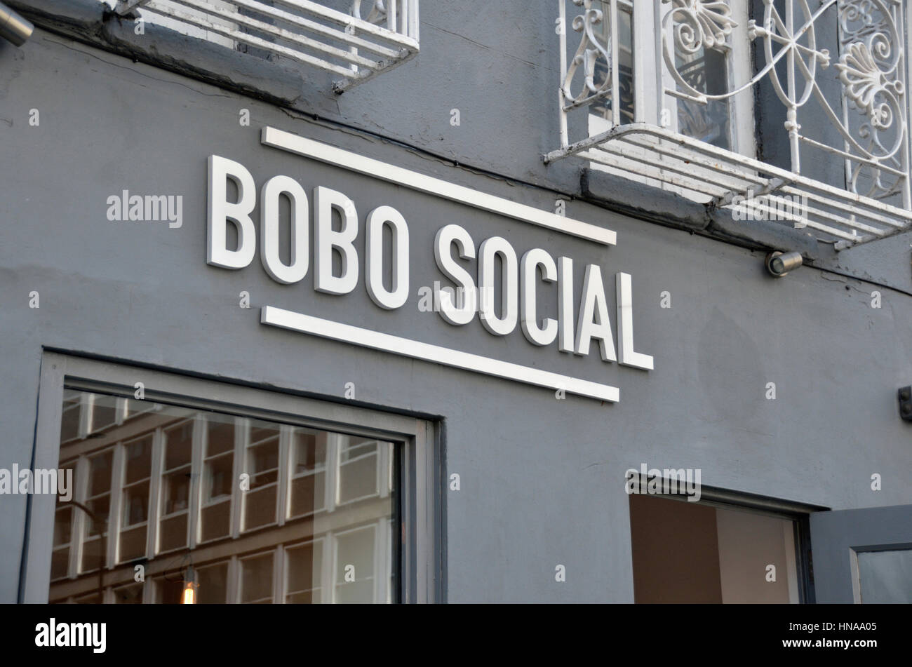 Bobo Social restaurant in Charlotte Street, London, UK Stock Photo - Alamy