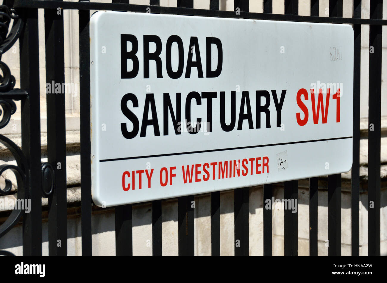 Broad Sanctuary SW1 City of Westminster street sign, London, UK Stock ...