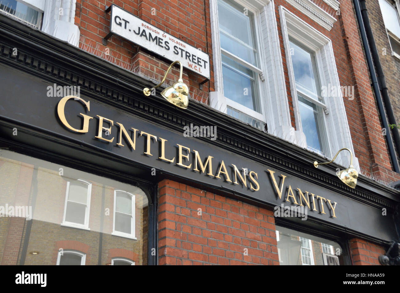 Gentlemans Vanity sign shop front Stock Photo - Alamy