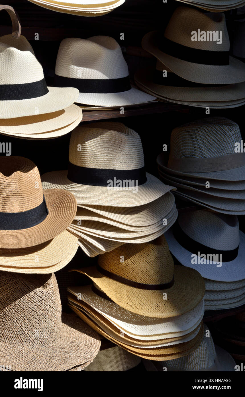 Panama hat display Stock Photo - Alamy