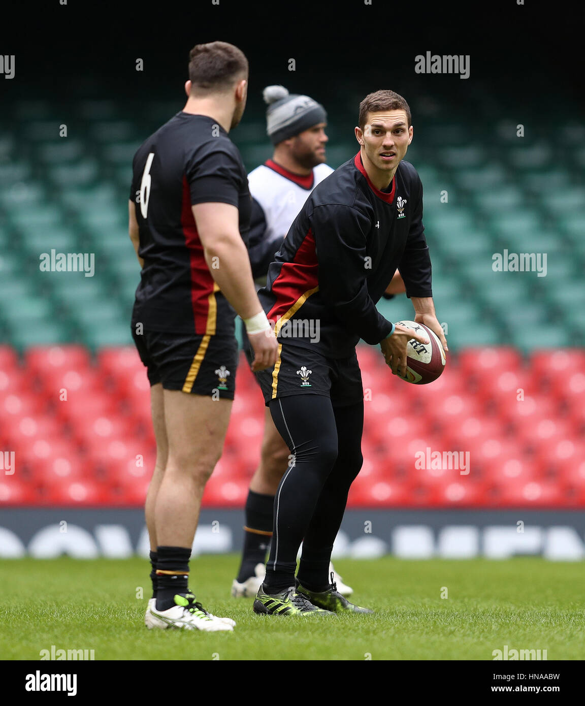 Wales' George North during the captain's run at the Principality ...