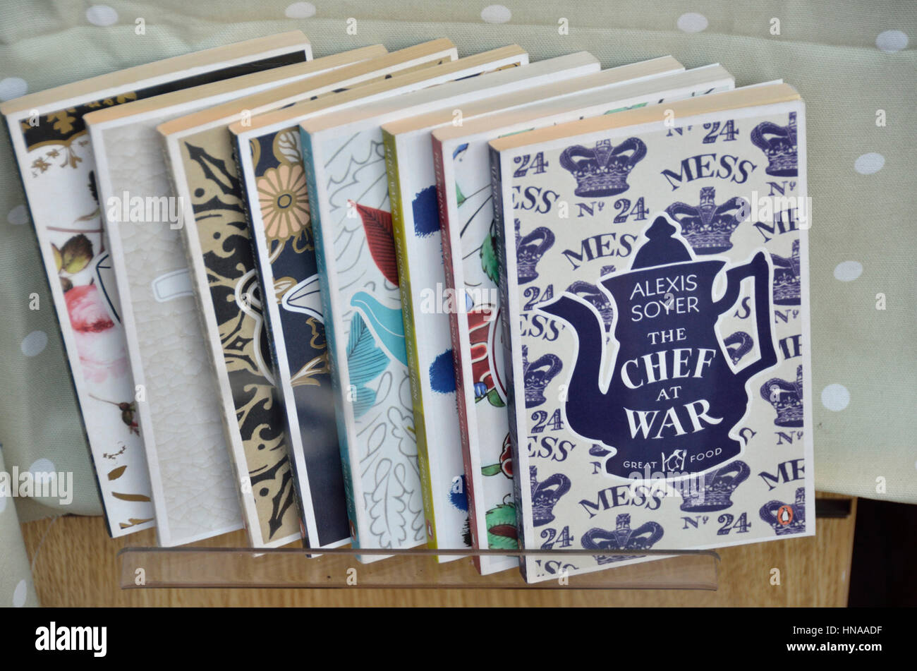 Food books in a shop window display Stock Photo - Alamy