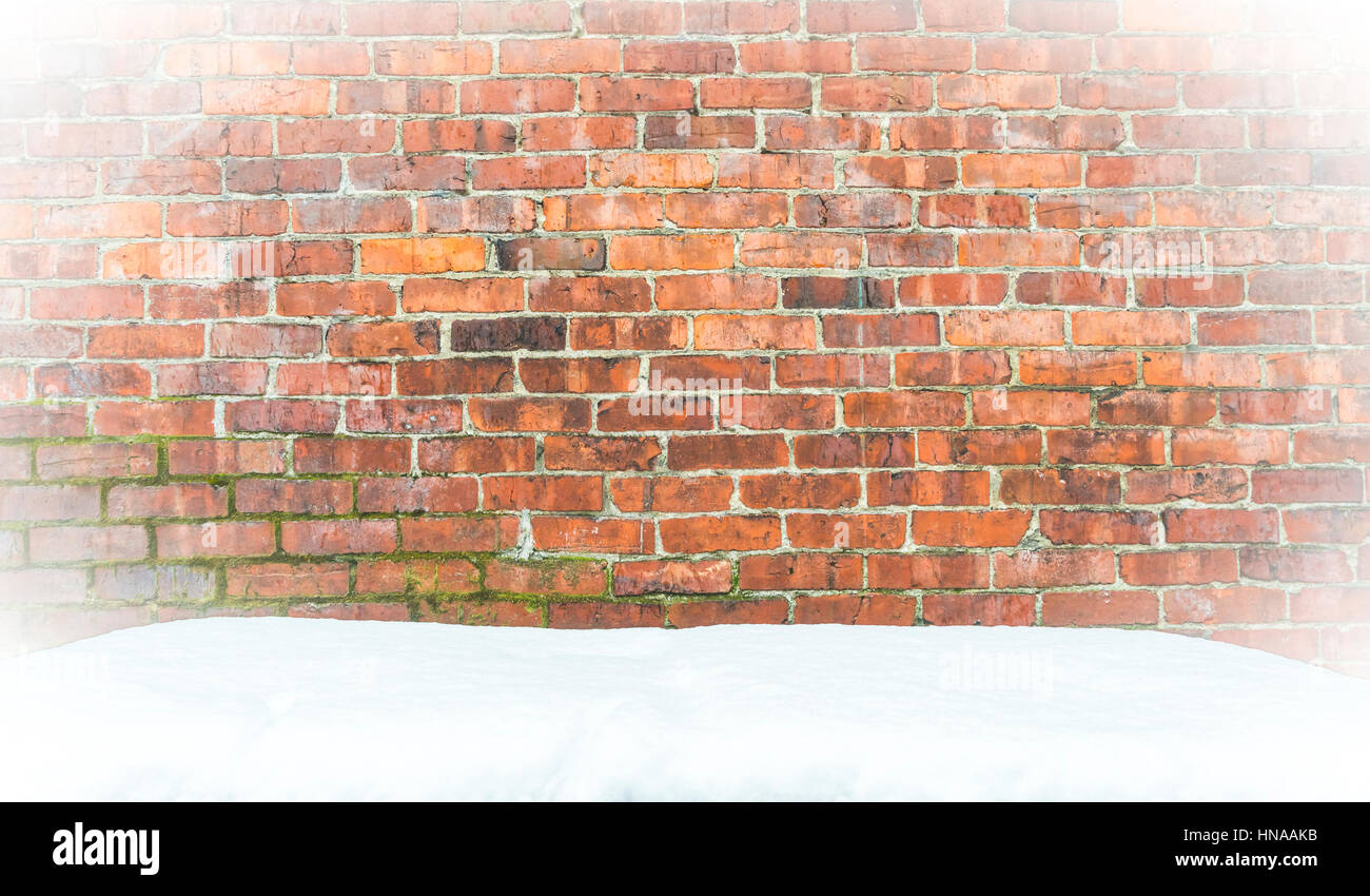 snow floor and brick wall texture for background,Ready for product ...