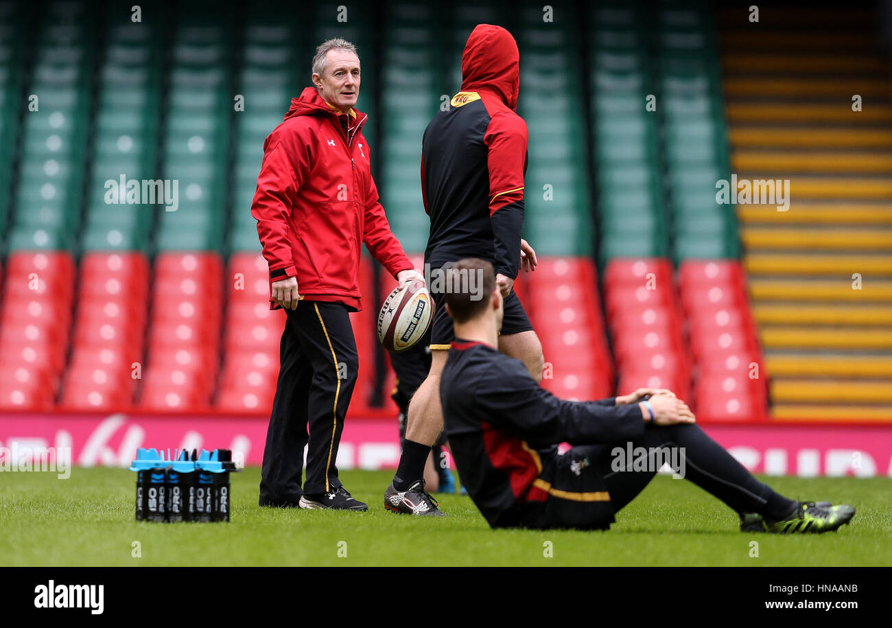 Wales coach Rob Howley during the captain's run at the Principality ...