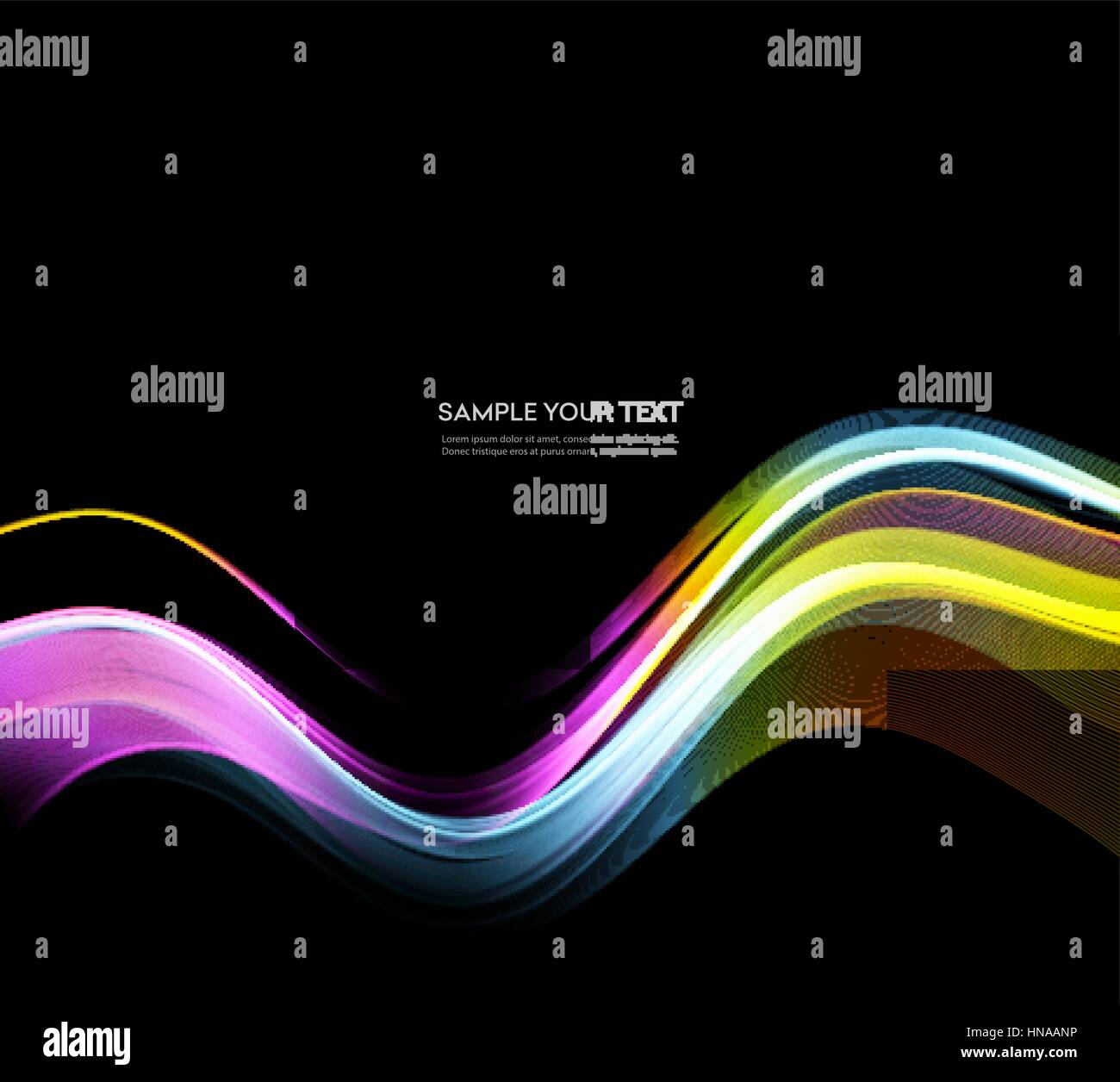 Vector Abstract shiny color spectrum wave design element on dark ...