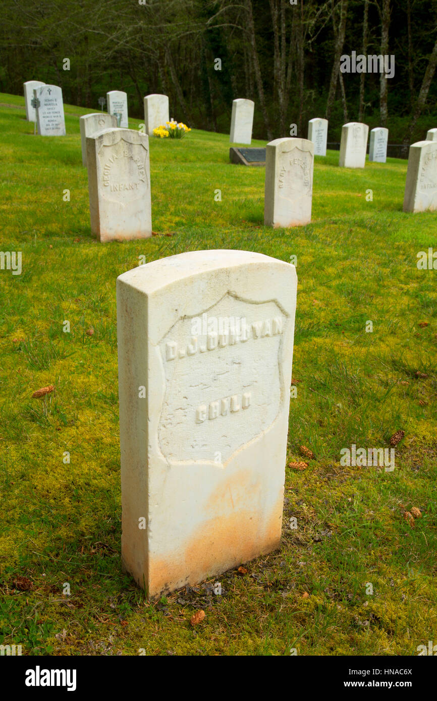 Headstones, Fort Stevens Post Cemetery, Fort Stevens State Park, Lewis ...