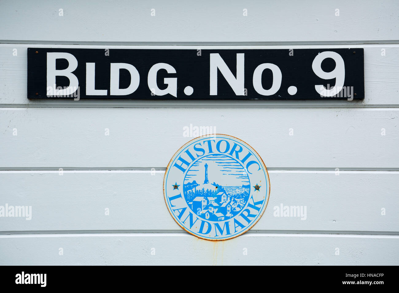 Historic landmark sign, Hanthorn Cannery Museum, Astoria, Oregon Stock ...