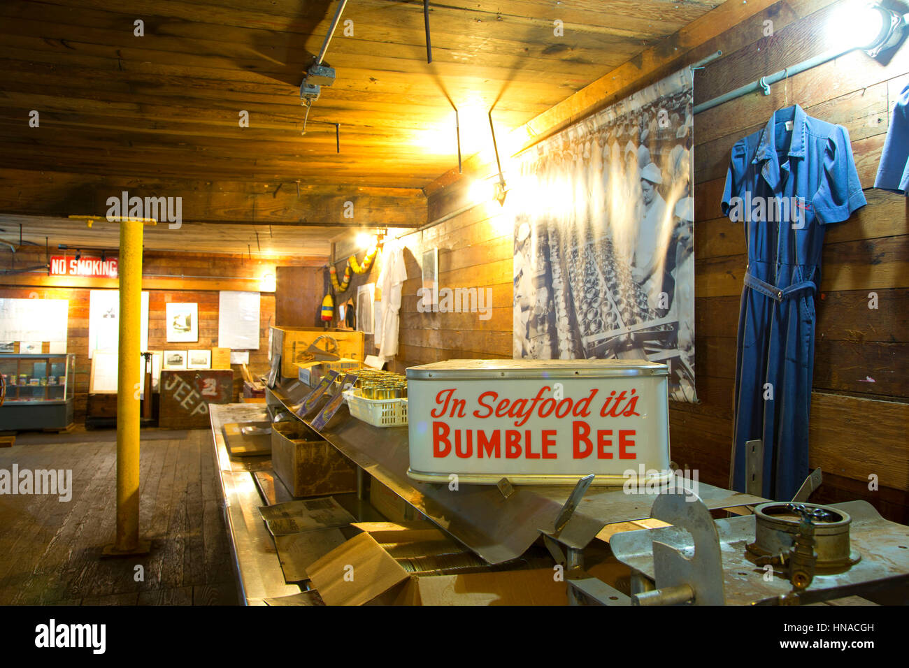 Canned fish display, Hanthorn Cannery Museum, Astoria, Oregon Stock ...