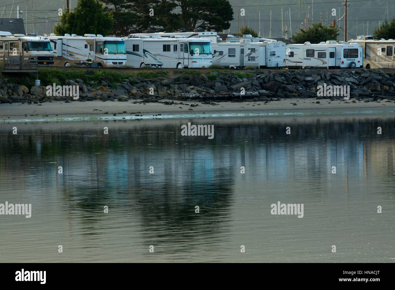 Motorhomes at Harborview RV Park, Garibaldi Marina, Garibaldi, Oregon ...