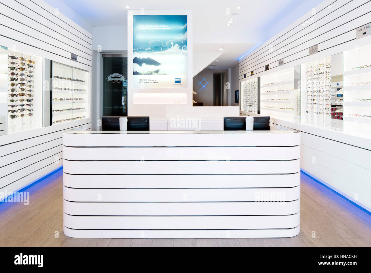 Interior view of check-out desk. Joyce Optometrists, Melbourne ...