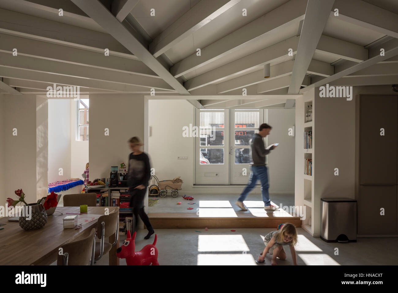 View of dining and children's play area towards inner communal ...