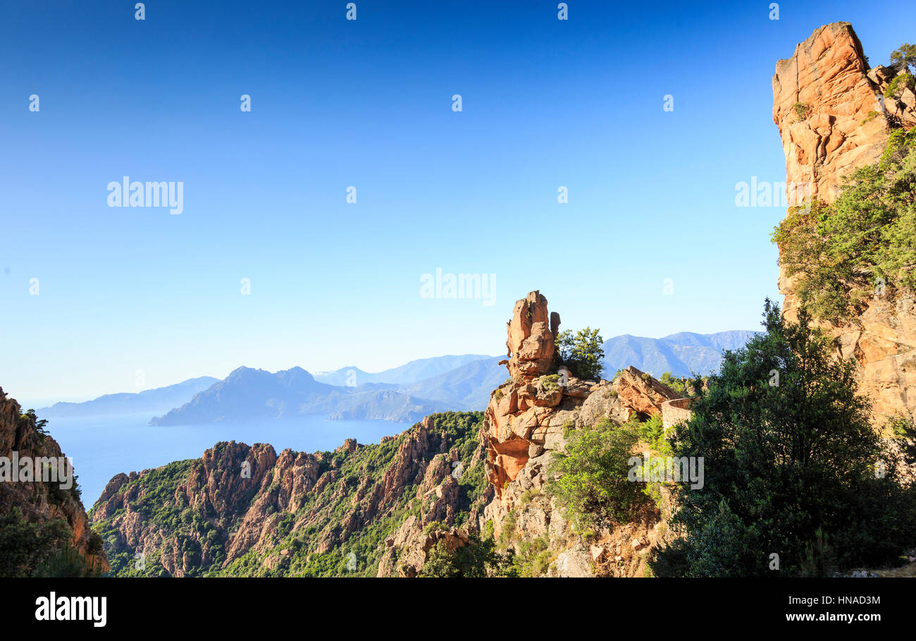 Calanches de Piana with view to the Gulf of Porto and Scandola, Corsica ...
