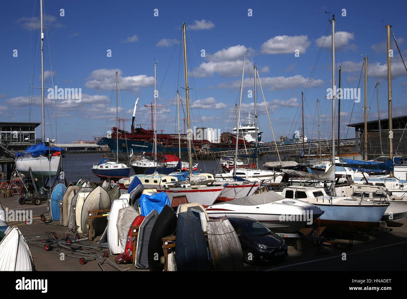 Greenwich Yacht Club and surroundings, including River Thames industry ...